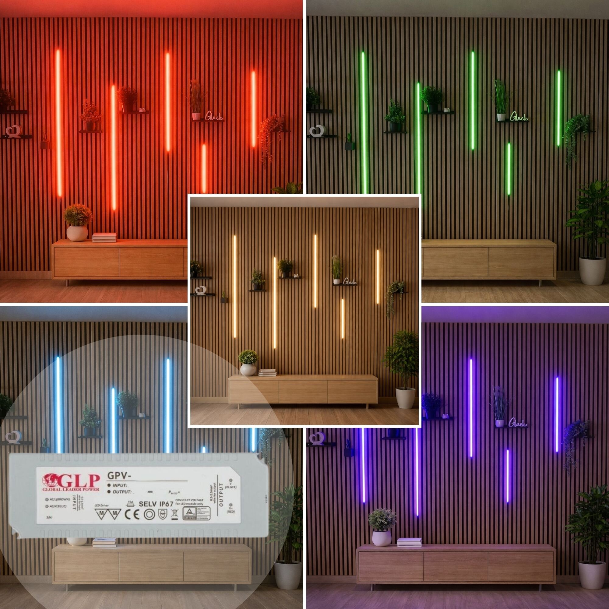 3er Set Lichtleiste mit Trafo für Akustikpaneele